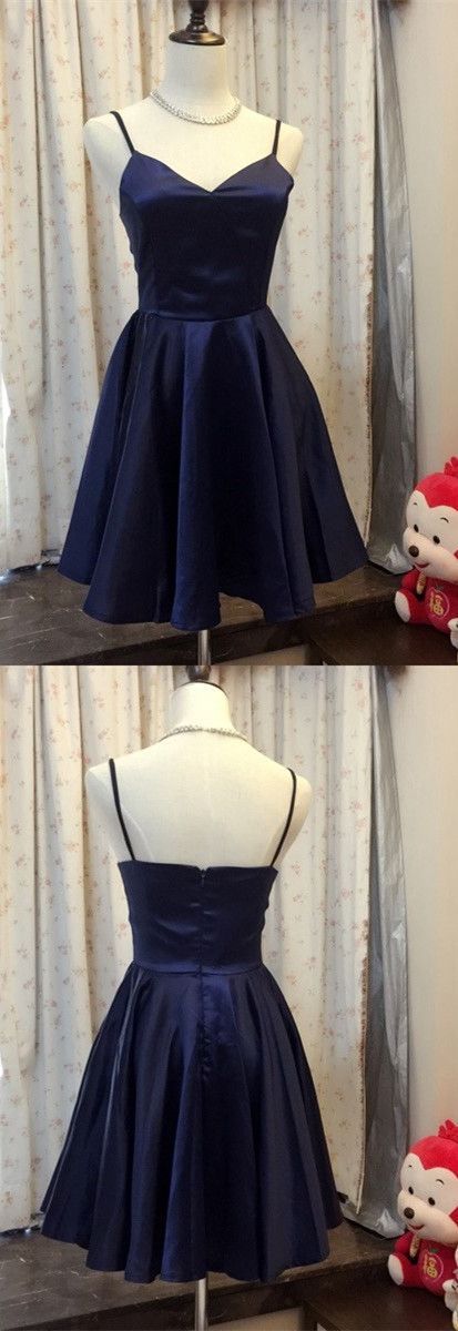 Spaghetti Straps Navy Short Dress on Luulla