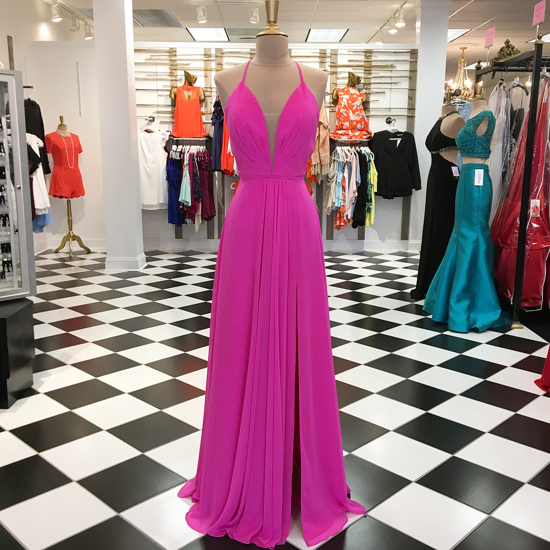 Flowy Long Chiffon Prom Dress With Slit on Luulla