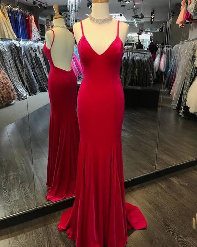 Backless Long Red Prom Dress With Spaghetti Straps on Luulla