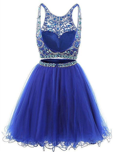 Two Pieces Short Royal Blue Graduation Dress on Luulla