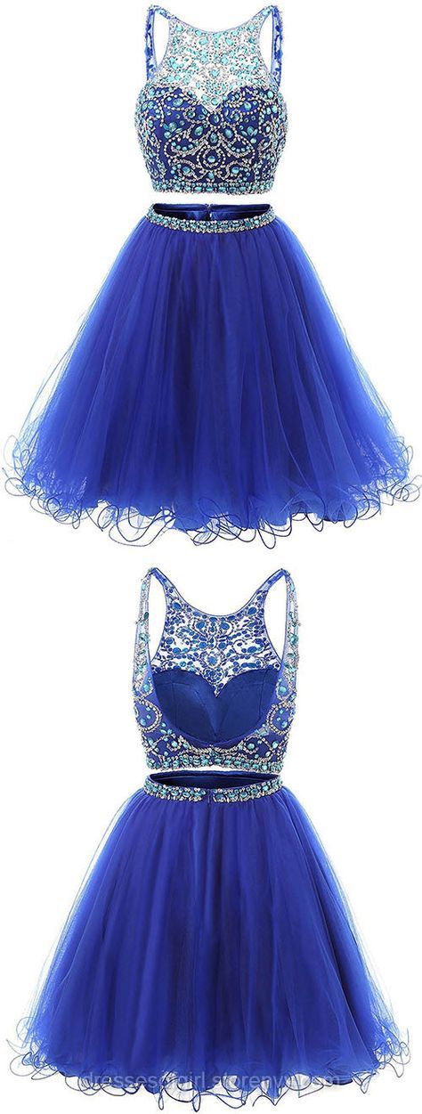 Two Pieces Short Royal Blue Graduation Dress on Luulla