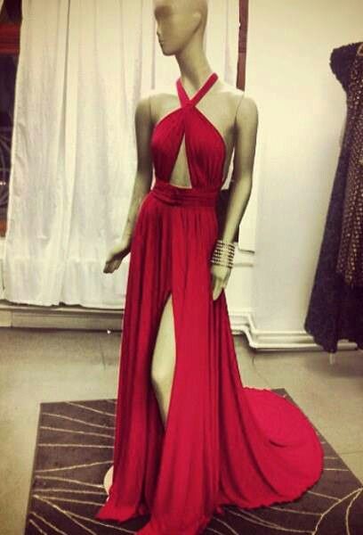 Backless Prom Dress, Halter Prom Dress, Red Prom Dress on Luulla