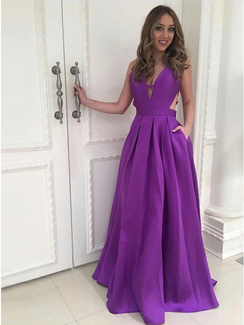 Plunging Neck Prom Dress With V Back on Luulla