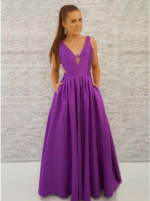 Plunging Neck Prom Dress With V Back on Luulla