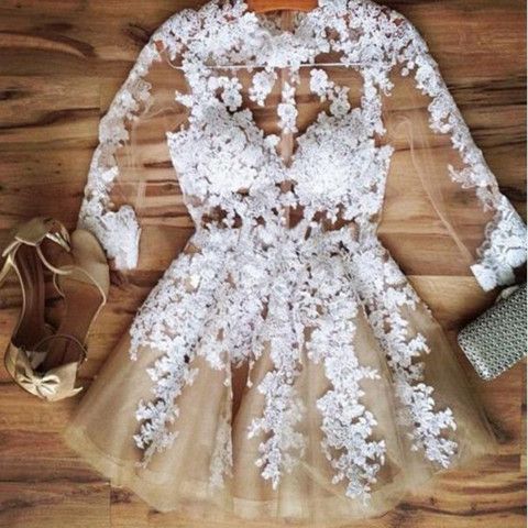 Long Sleeves Sheer Short Dress on Luulla