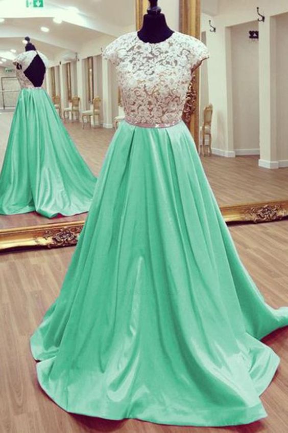 Cap Sleeved Prom Dress With Open Back on Luulla