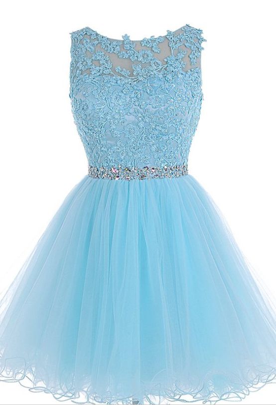 Sleeveless Blue Semi Formal Homecoming Party Dress on Luulla