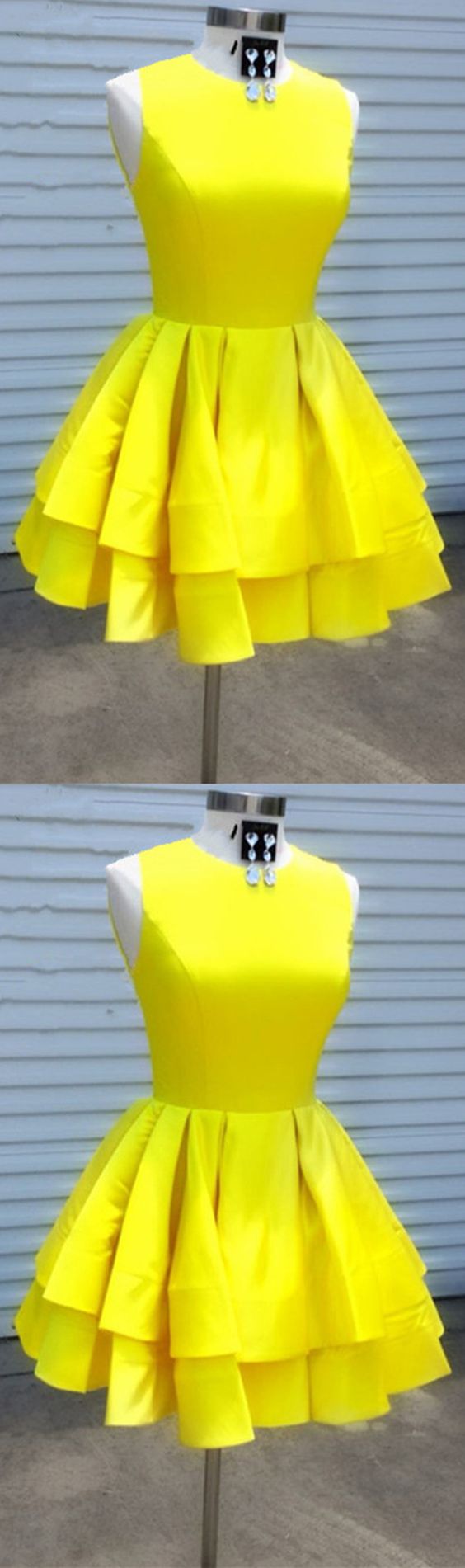 Short Yellow Homecoming Party Dress Dress Semi Formal Dress on Luulla