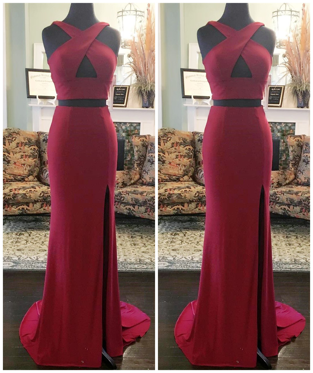 Two Pieces Prom Dress With Split Skirt on Luulla