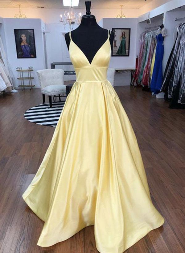 V Neck Prom Dress With Double Spaghetti Straps on Luulla