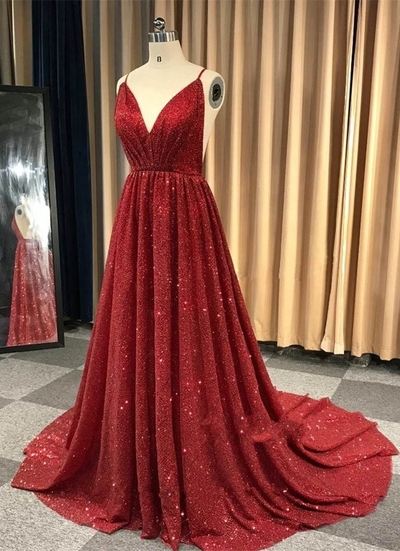 Backless Dark Red Sparkle Prom Dress on Luulla
