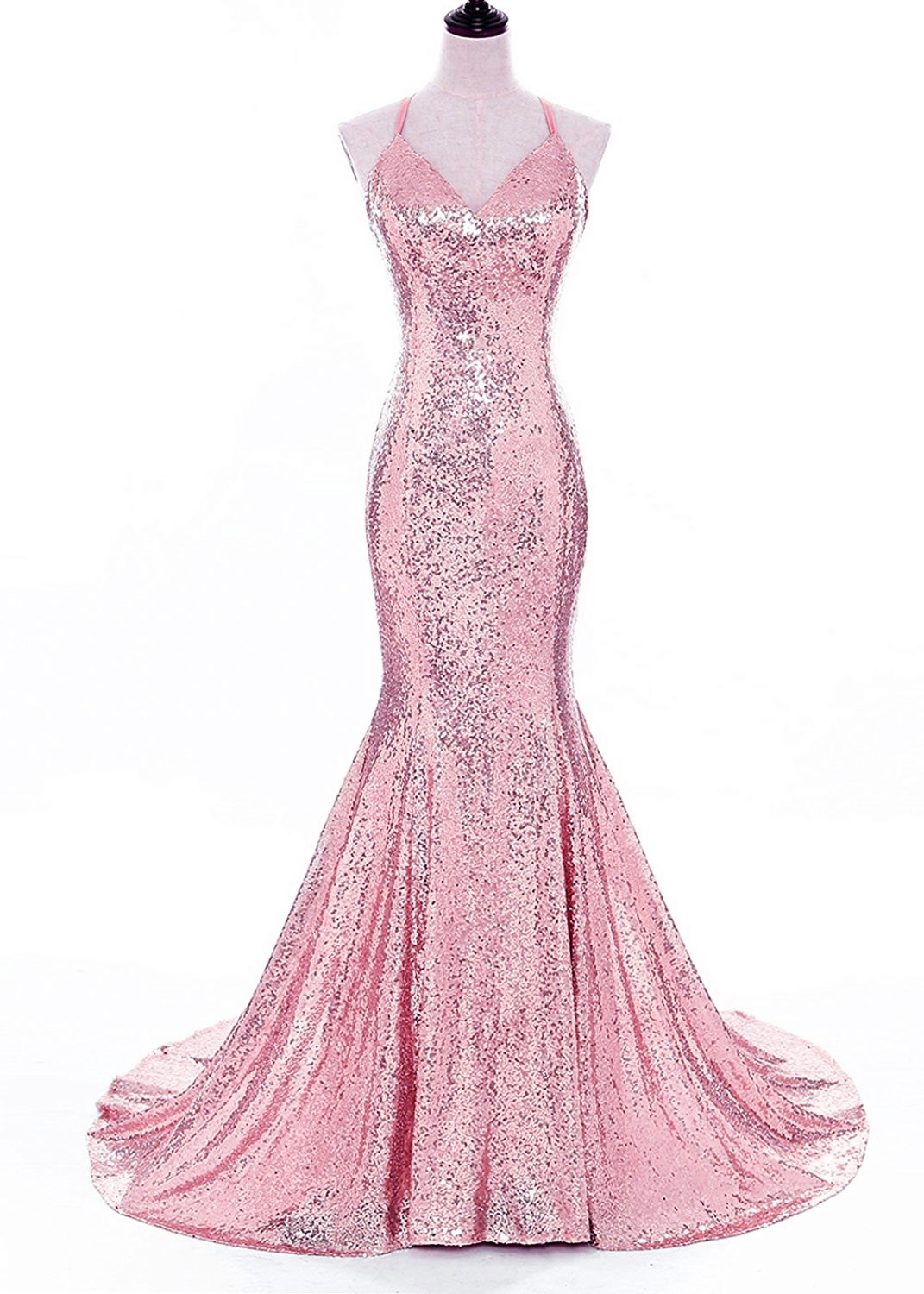 Pink Sequin Prom Dress For Party on Luulla