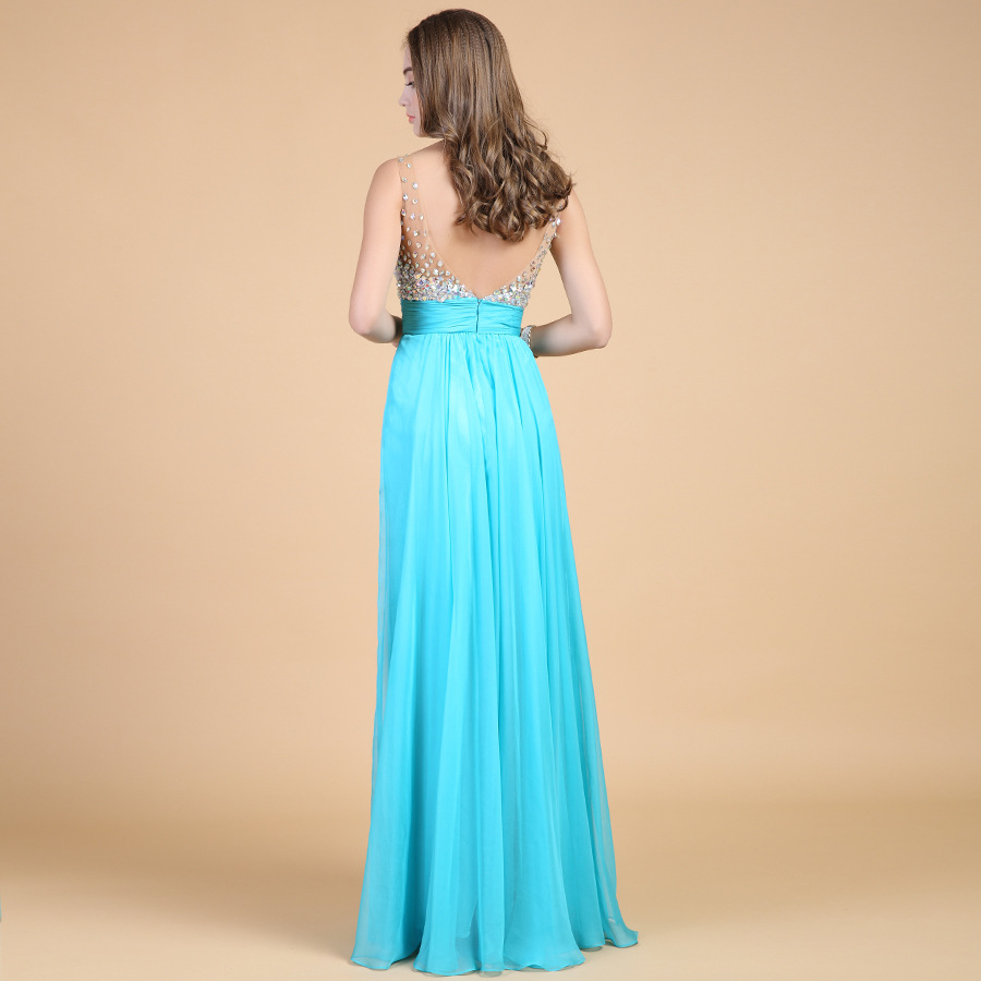 Crystaled Long Chiffon Prom Dresses For Party on Luulla