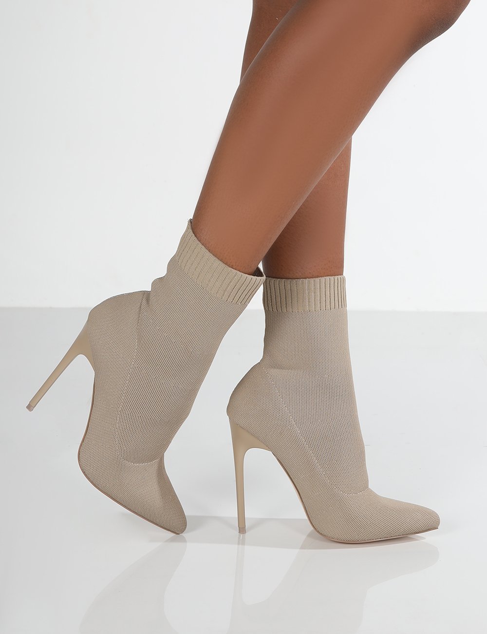 Knit Ankle Length Heeled Women Boots Shoes on Luulla