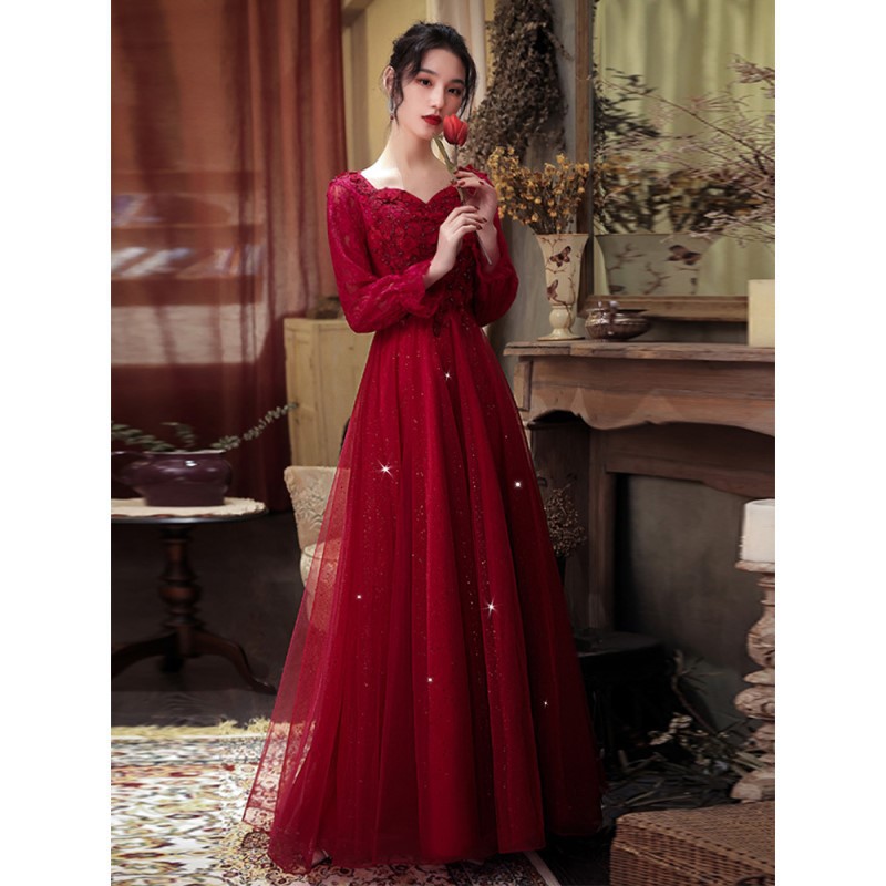 Dark Red Long Formal Occasion Dress Pageant Party Evening Gowns on Luulla