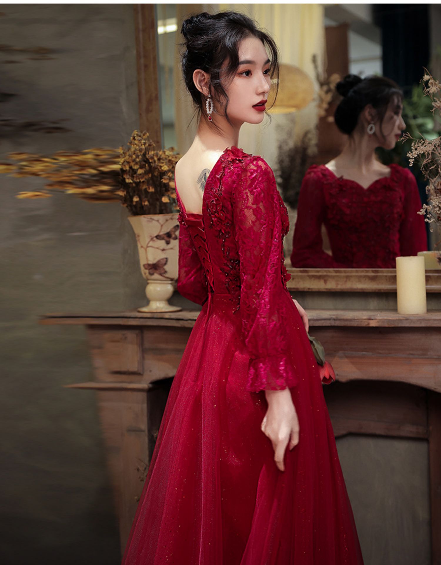 Dark Red Long Formal Occasion Dress Pageant Party Evening Gowns on Luulla