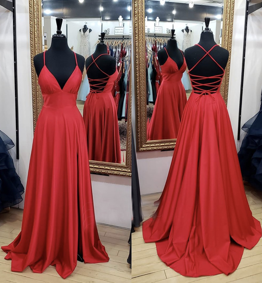 Simple Red Prom Dresses Long Pageant Gowns Custom Made on Luulla