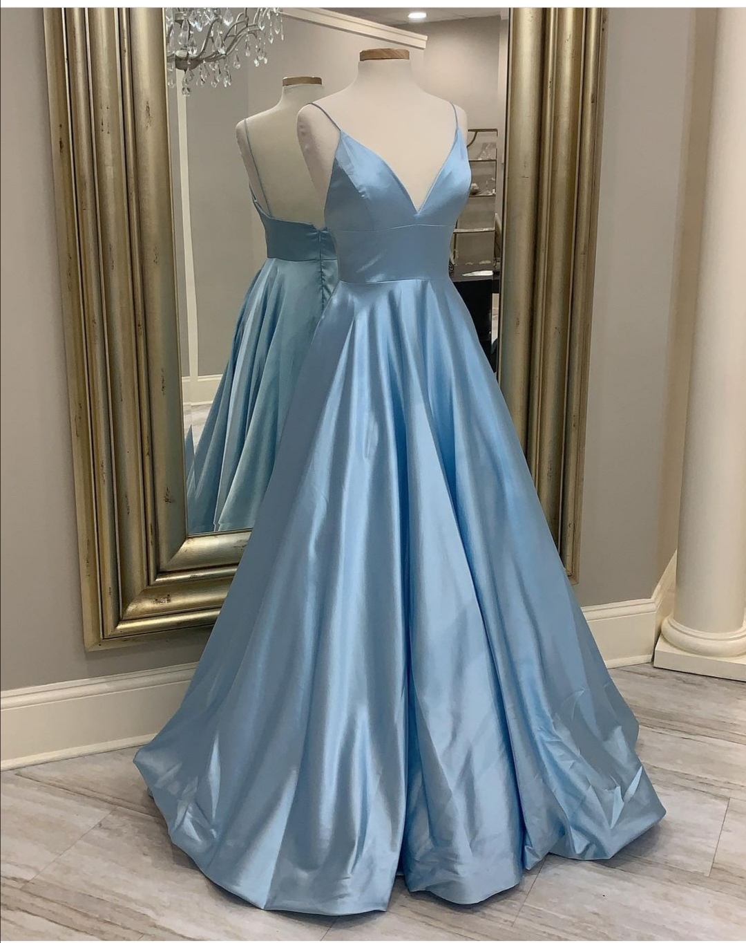 V Neck Blue Prom Dress on Luulla