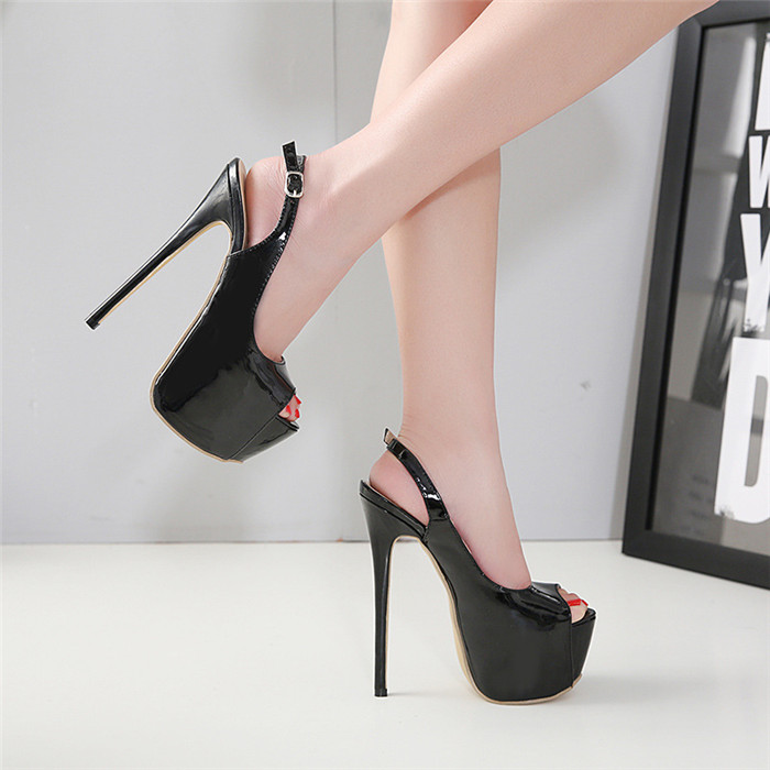 Slingback Women Black Platforms Heels Shoes on Luulla