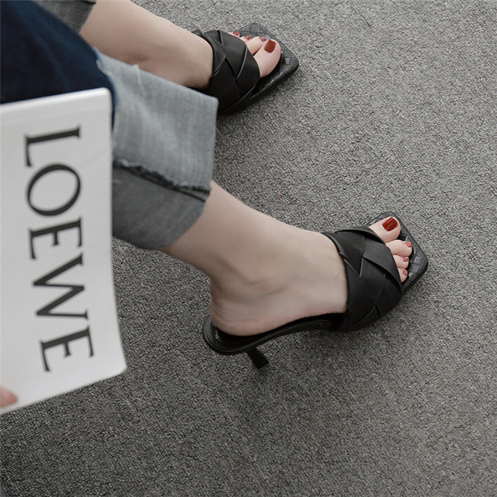 Round Toe Single Braid Band Mule Sandals on Luulla