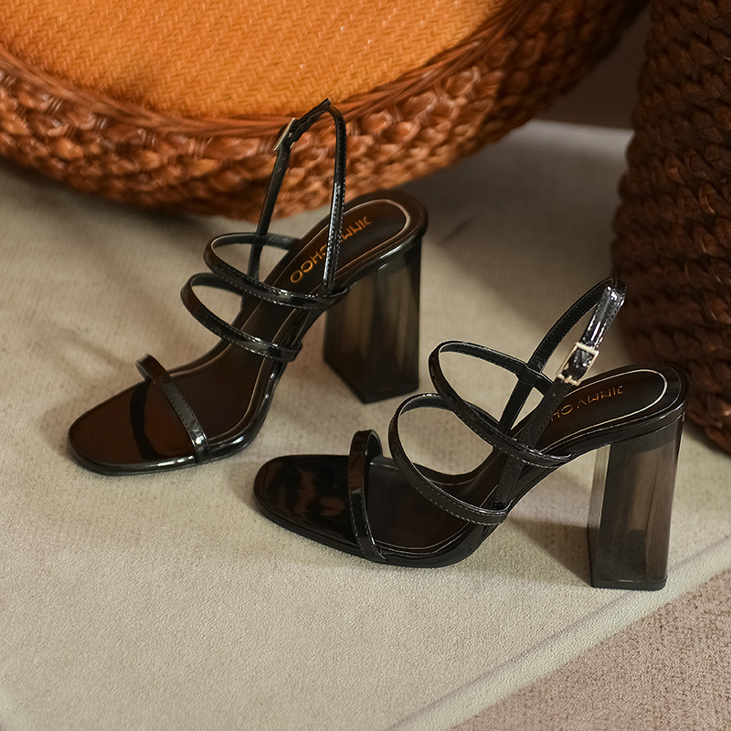 Black Chunky Heel Sandals Women Shoes Summer on Luulla