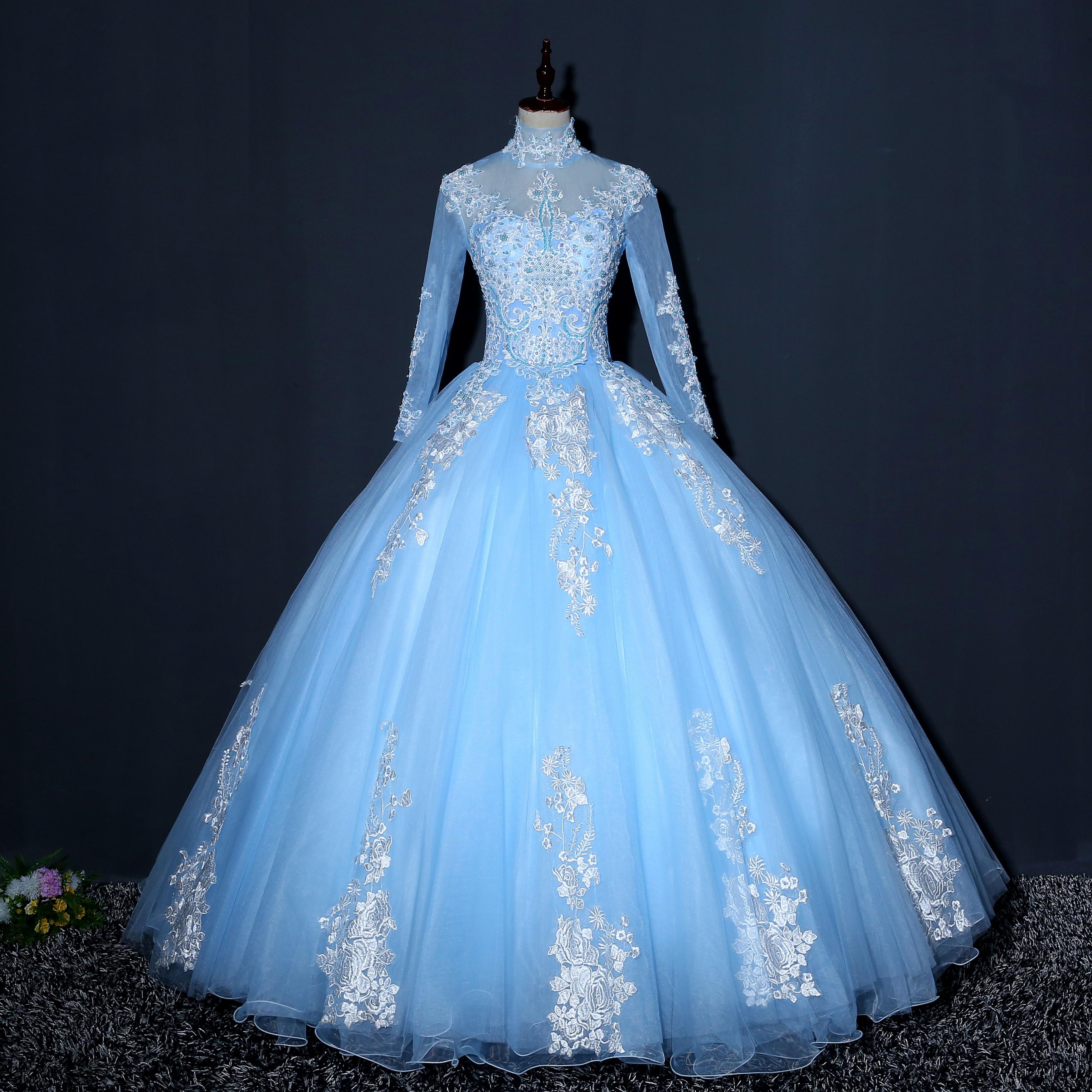 Long Sleeves Blue Formal Occasion Dress Evening Gown on Luulla
