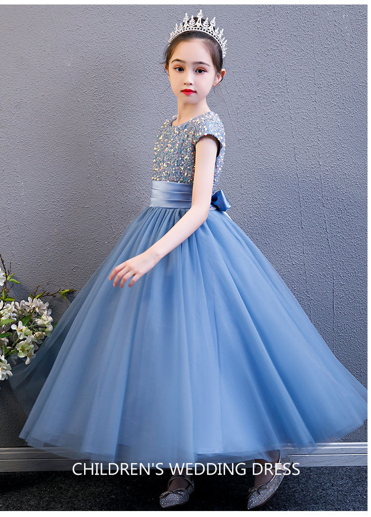 Cap Sleeves Blue Girl Formal Dress on Luulla
