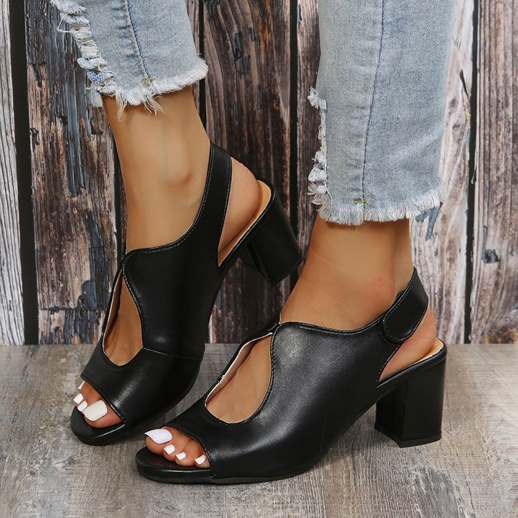 Open Toe Block Heels Slingback Sandals on Luulla