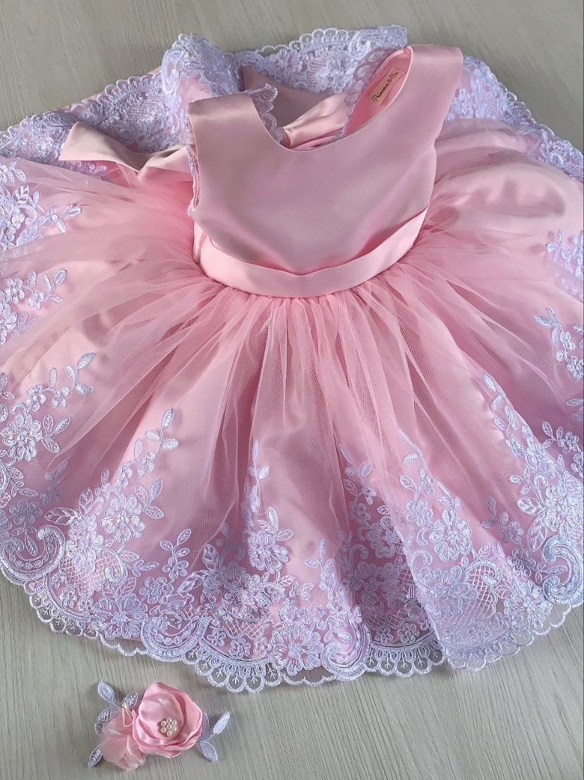 Girl Birthday Dresses With White Lace Trim on Luulla