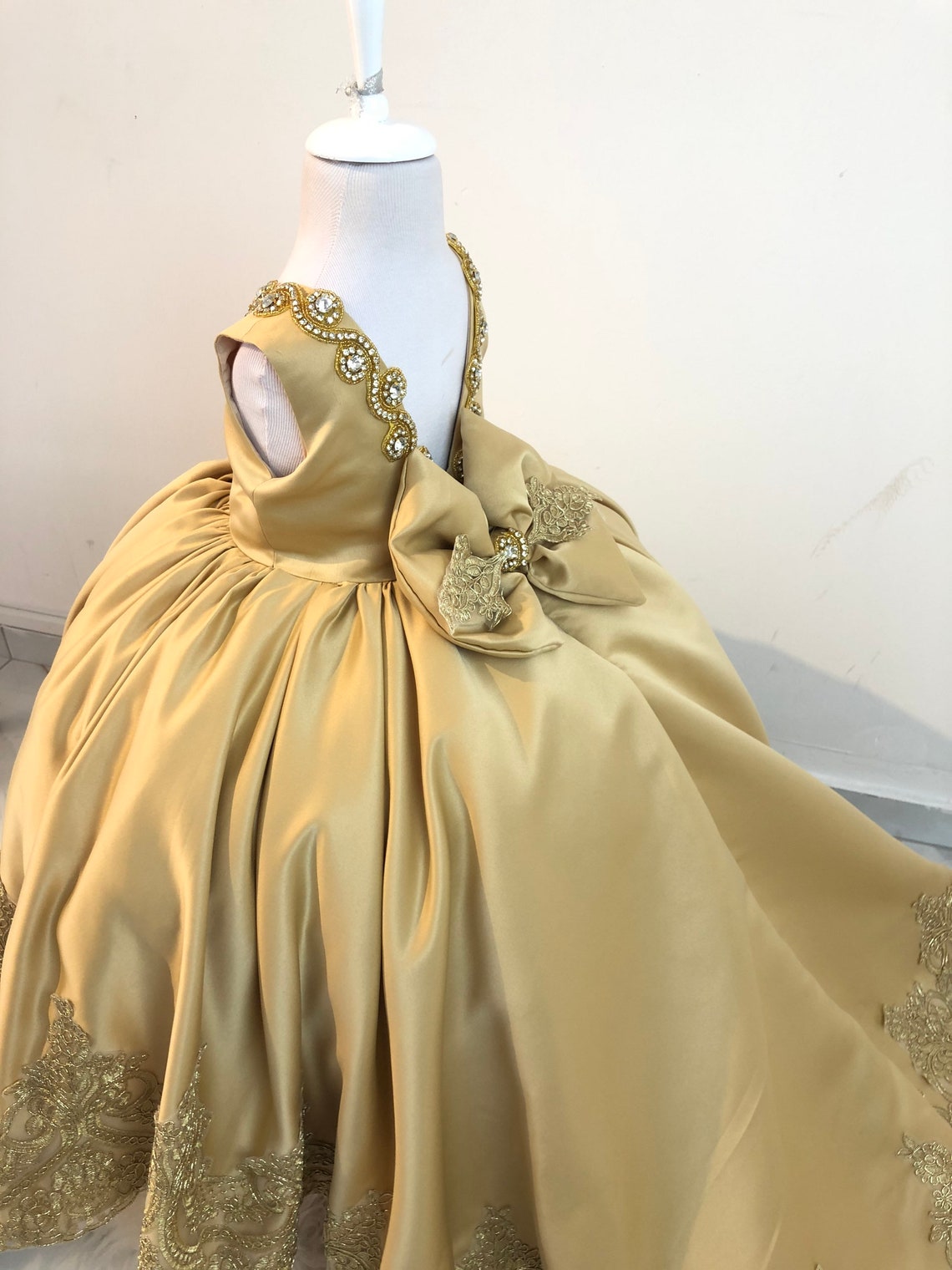 Gold Formal Flower Girl Dess For Special Occasion Bridesmaid Pageant ...