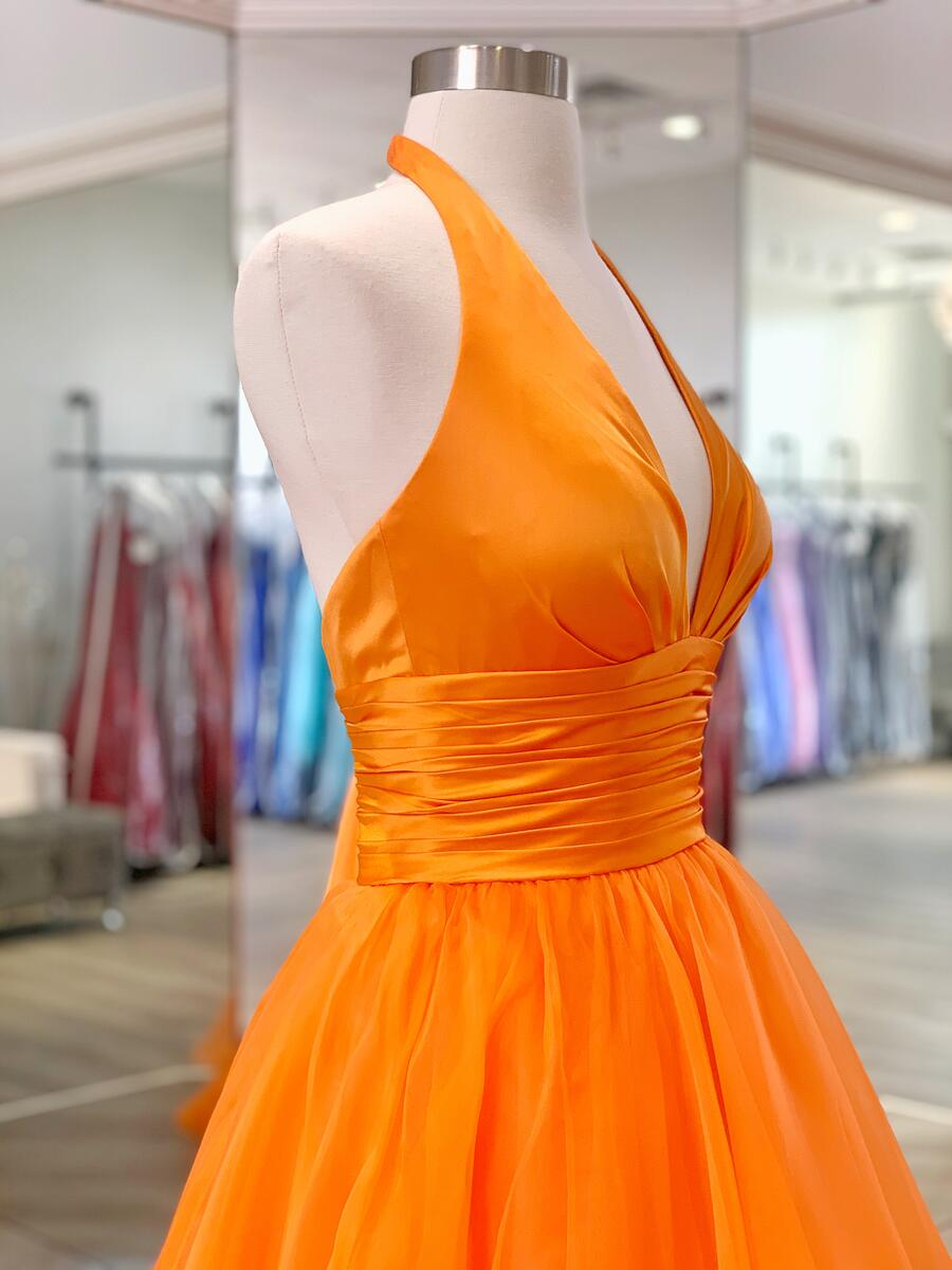 Halter Tangerine Organza Prom Dress on Luulla