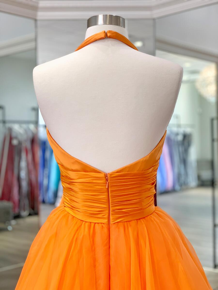 Halter Tangerine Organza Prom Dress on Luulla