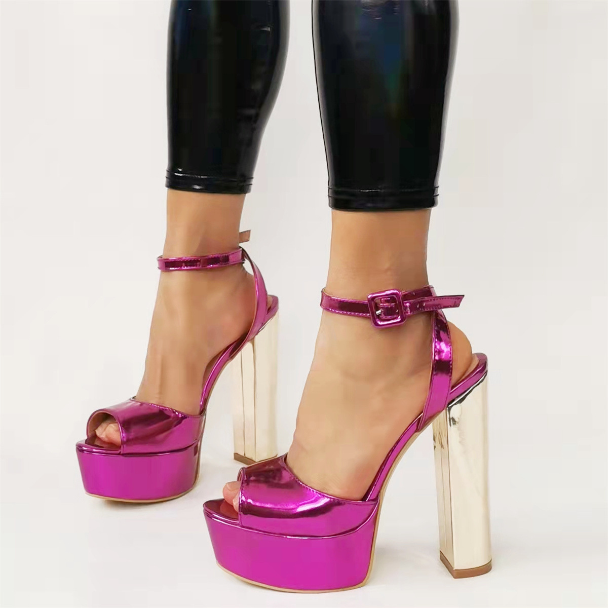 Peep Toe Ankle Strap Platform Sandals on Luulla