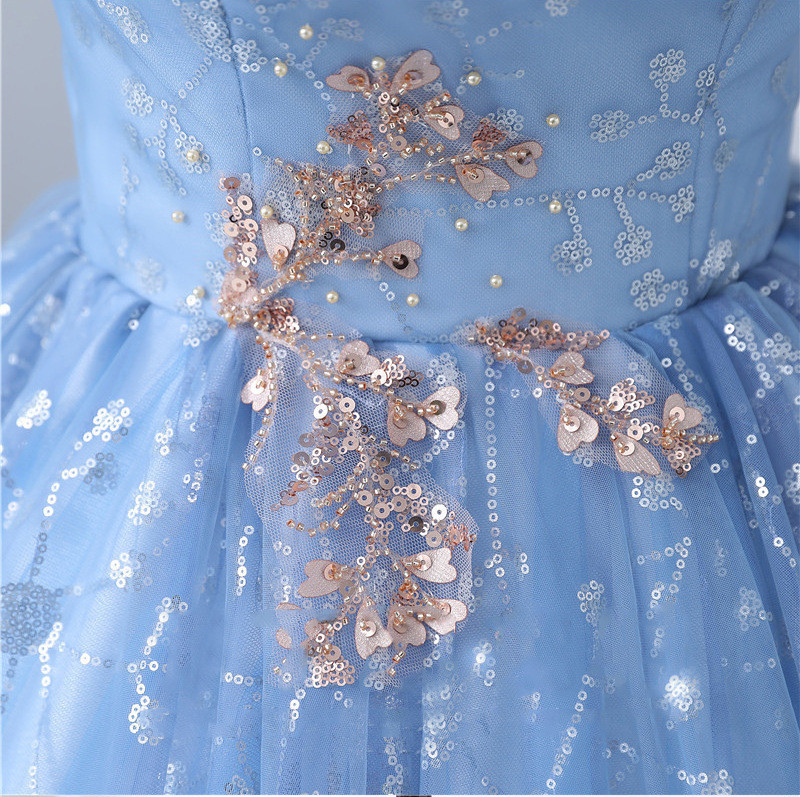 Latern Sleeves Blue Ball Pageant Dress on Luulla