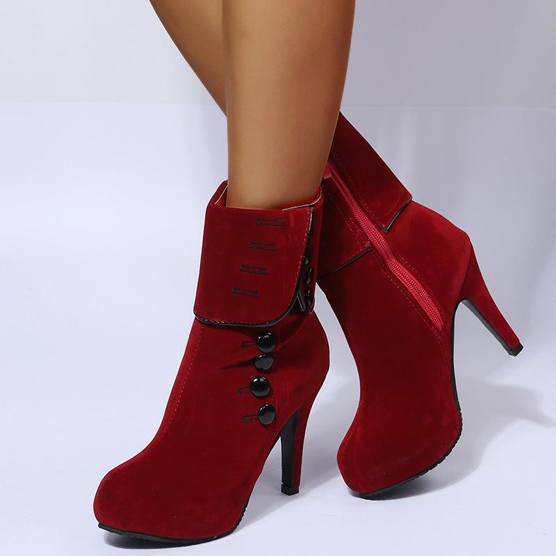 Buttons Decor Platform Ankle Boots Women Shoes on Luulla