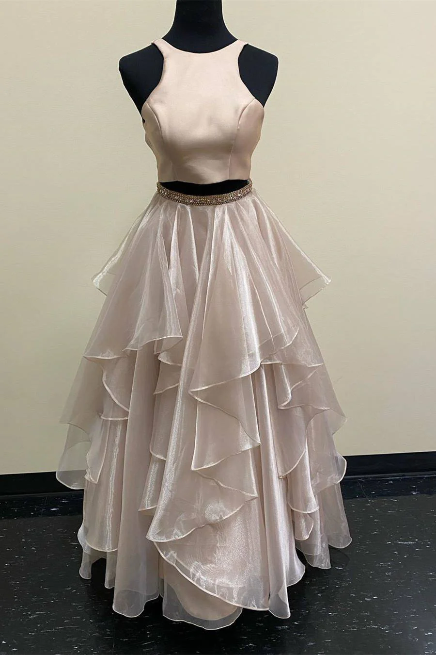 Two Pieces Prom Dress With Cascading Skirt on Luulla