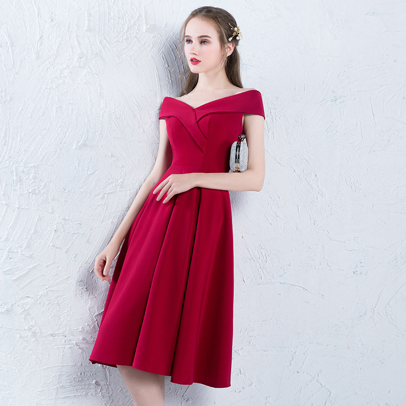 Off Shoulder Red Short Party Dress on Luulla