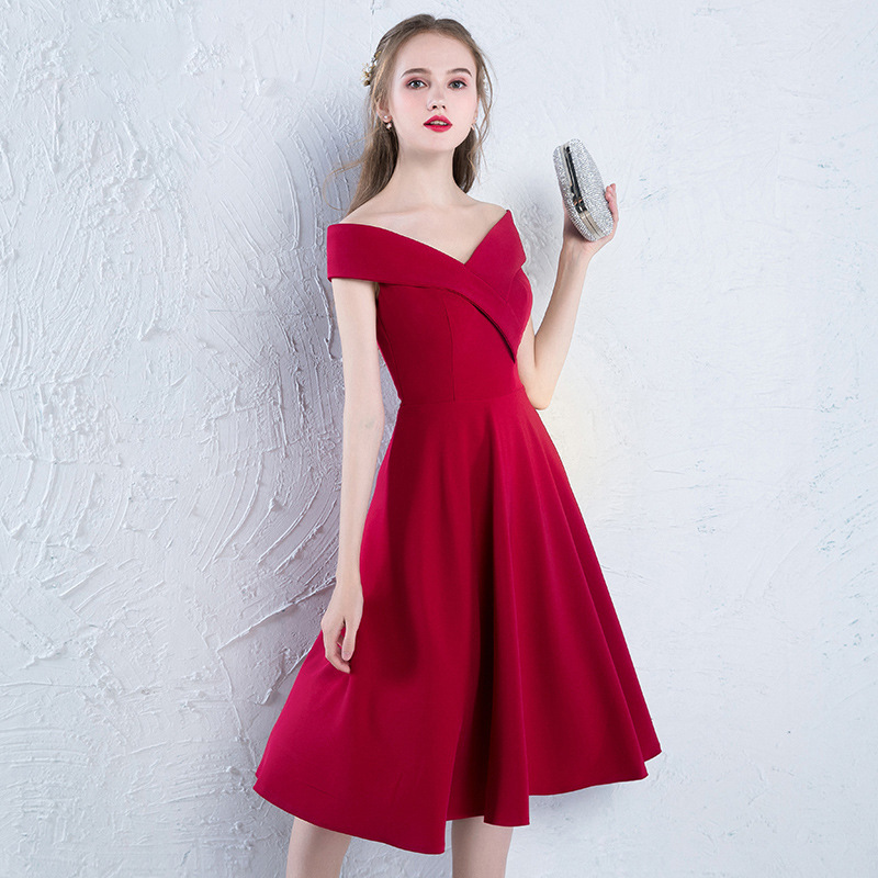 Off Shoulder Red Short Party Dress on Luulla