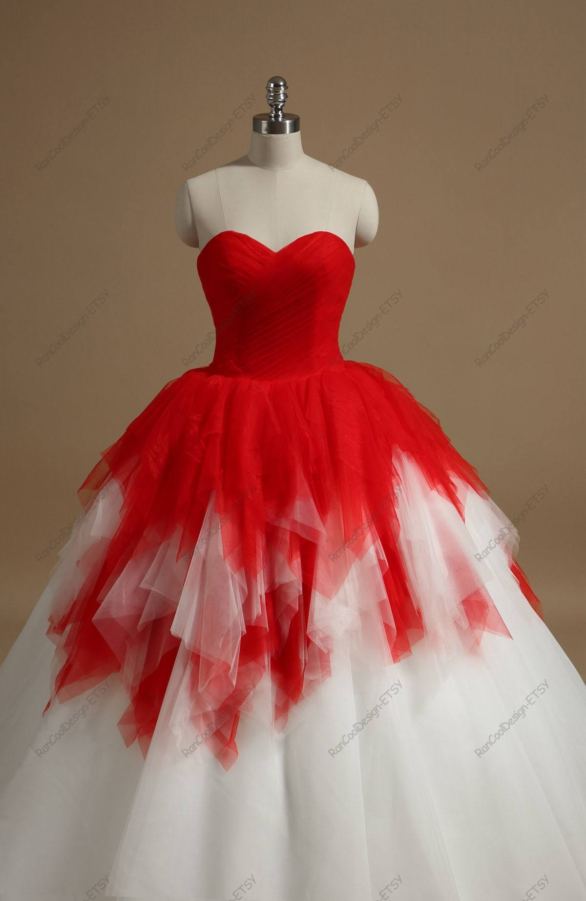 Sweetheart Neckline White Red Pageant Dress Evening Gown on Luulla