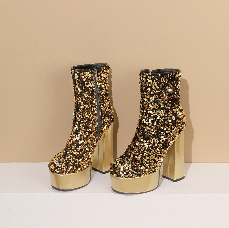 Sequin Platform Ankle Boots on Luulla