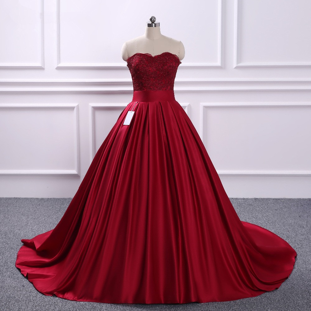 Red Strapless Prom Dresses Long For Women 2025 Red Ball Gown Pageant ...
