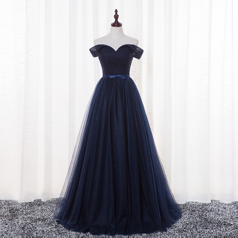 Off The Shoulder Navy Prom Dress Evening Gown on Luulla